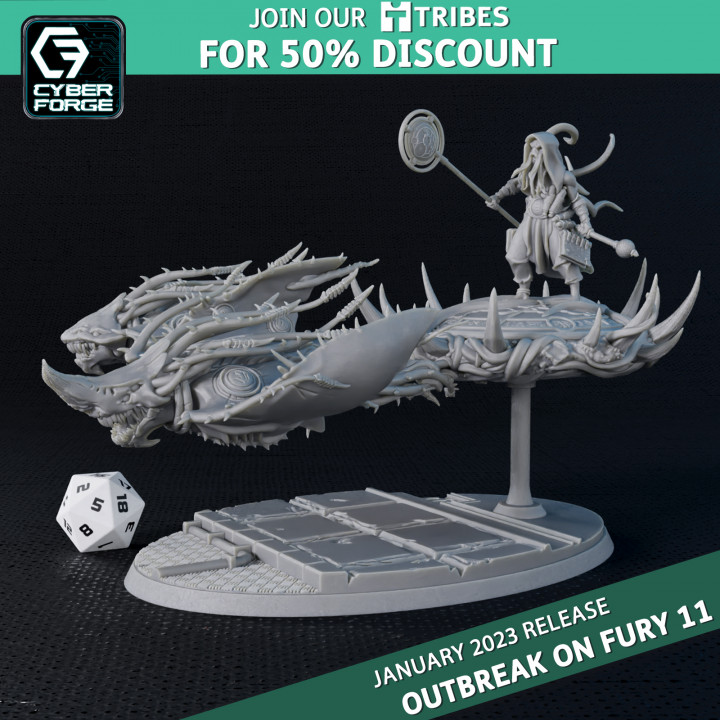 3D Printable Cyber Forge Outbreak on Fury 11 Herald of Flame by Titan Forge Miniatures