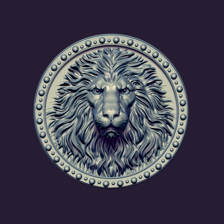 3D Printable Lion medallion by Viktoriya Kabanova