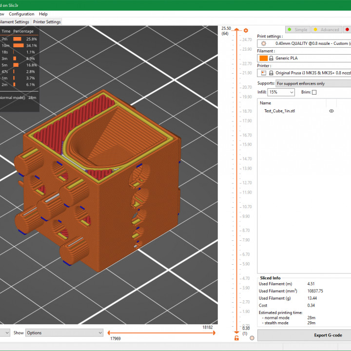 3D Printable Test Cube 1 inch by WiringNinja