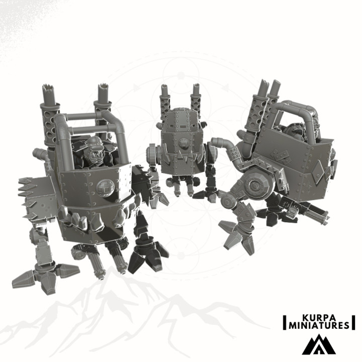 3D Printable Orc Scrap Mech by Kurpa Miniatures