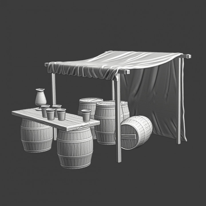 3D Printable Medieval Market Stall - Beer Bar by Northern Crusades ...