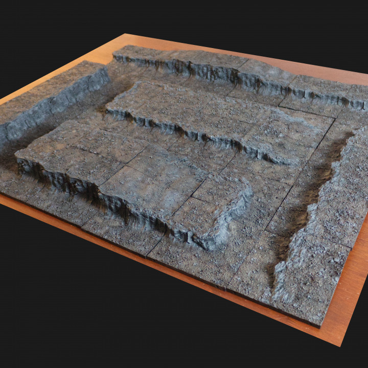 3D Printable 3D Printable Multi Level Cliff Terrain | 6" x 6" Tiles ...