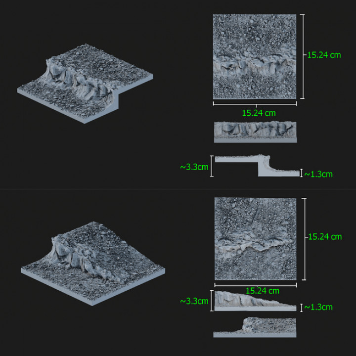 3D Printable 3D Printable Multi Level Cliff Terrain | 6" x 6" Tiles ...