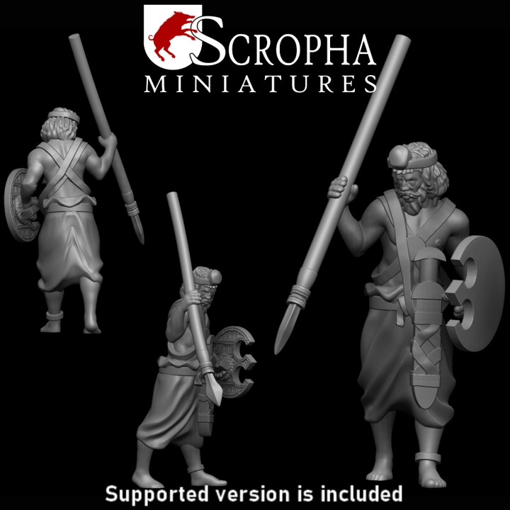 3D Printable classical indian infantry spearmens by Scropha Miniatures