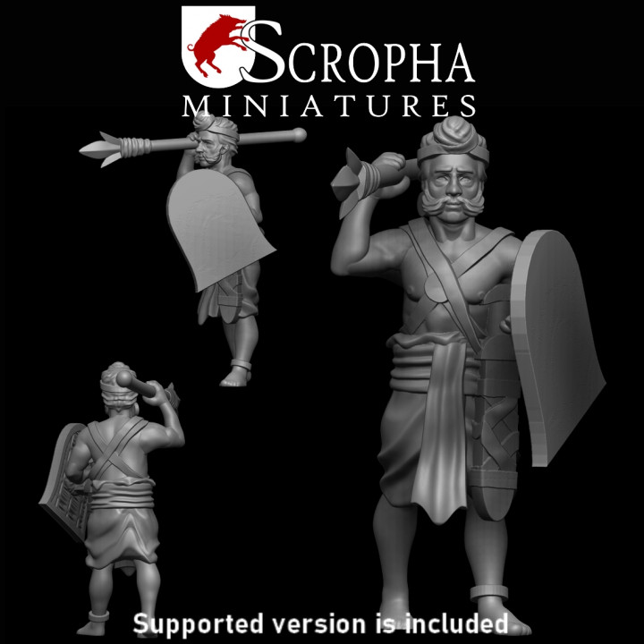 3D Printable classical indian infantry spearmens by Scropha Miniatures