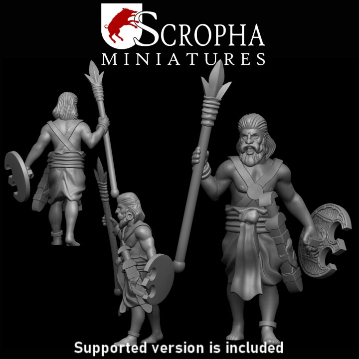 3D Printable classical indian infantry spearmens by Scropha Miniatures