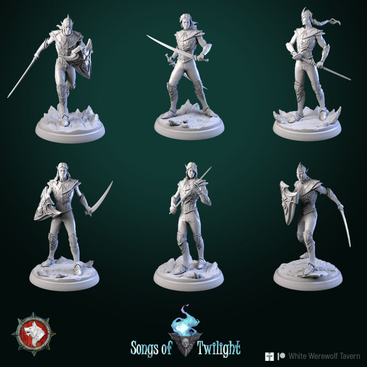 3D Printable Drow Warriors set 6 miniatures 32 mm pre-supported by ...