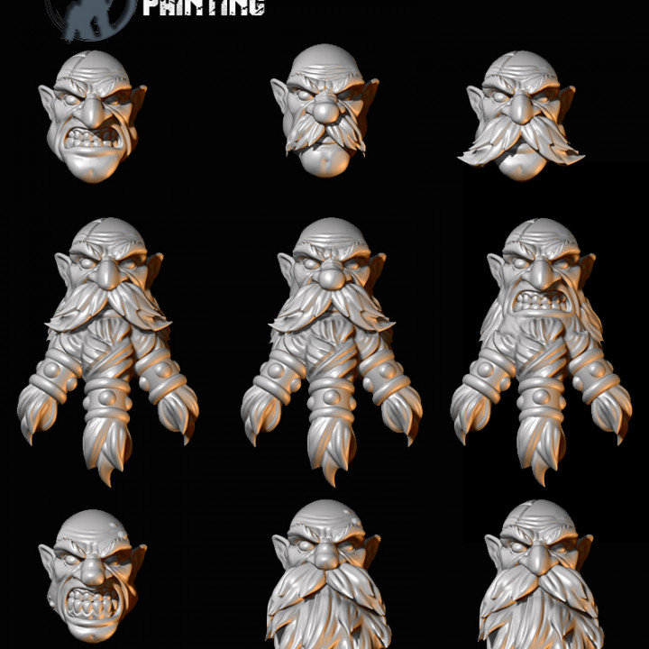 3D Printable Space Dwarf 9 Heads by Stand'Art Painting