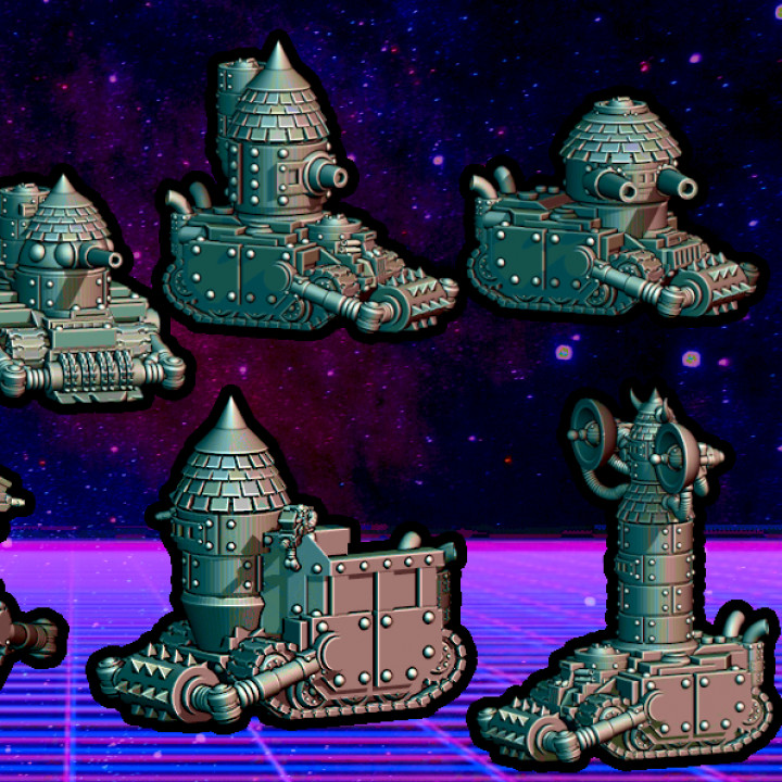 3D Printable Space orc Screamroller tanks (10mm scale) by Red Nebular