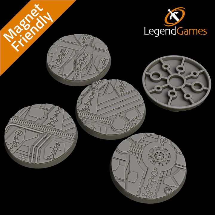 3D Printable LegendGames Necro Tech Bases 50mm round x5 by Legend Games