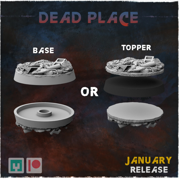 3D Printable Dead place - Bases & Toppers (Big Set ) by Zabavka Workshop