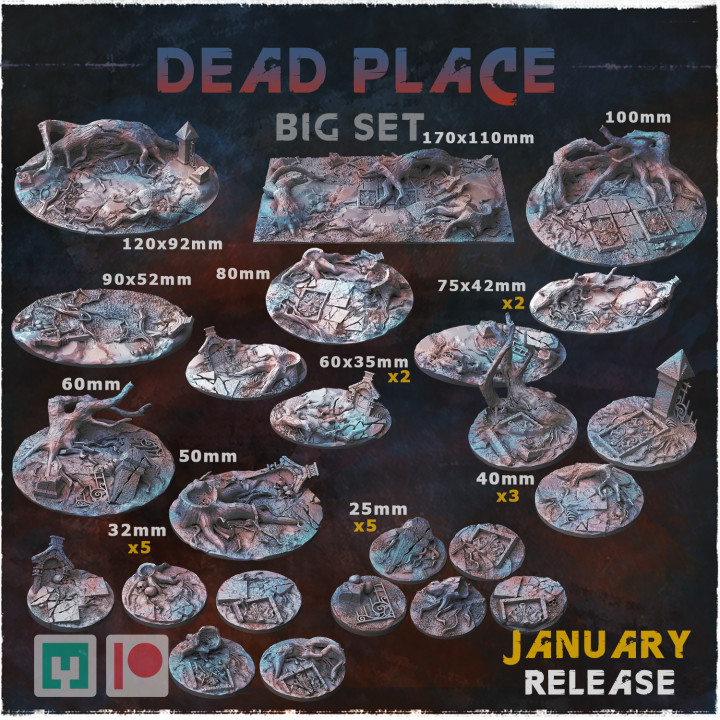 3D Printable Dead place - Bases & Toppers (Big Set ) by Zabavka Workshop