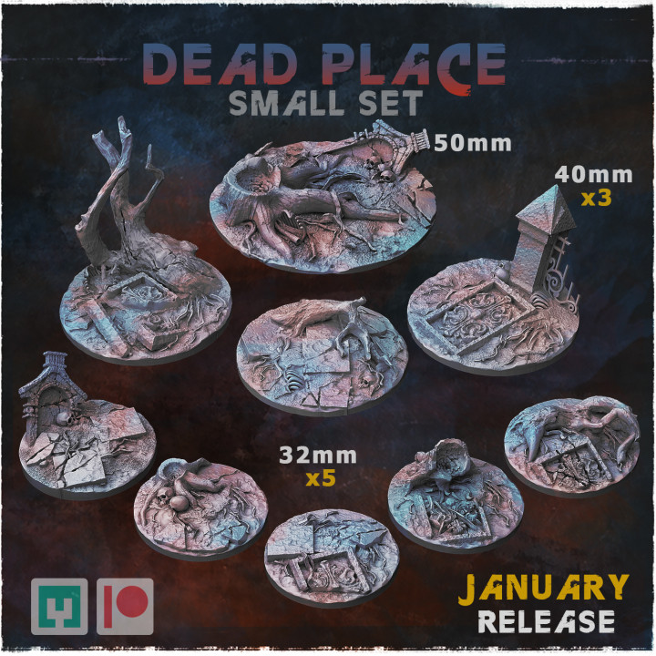 3D Printable Dead place - Bases & Toppers (Small Set ) by Zabavka Workshop