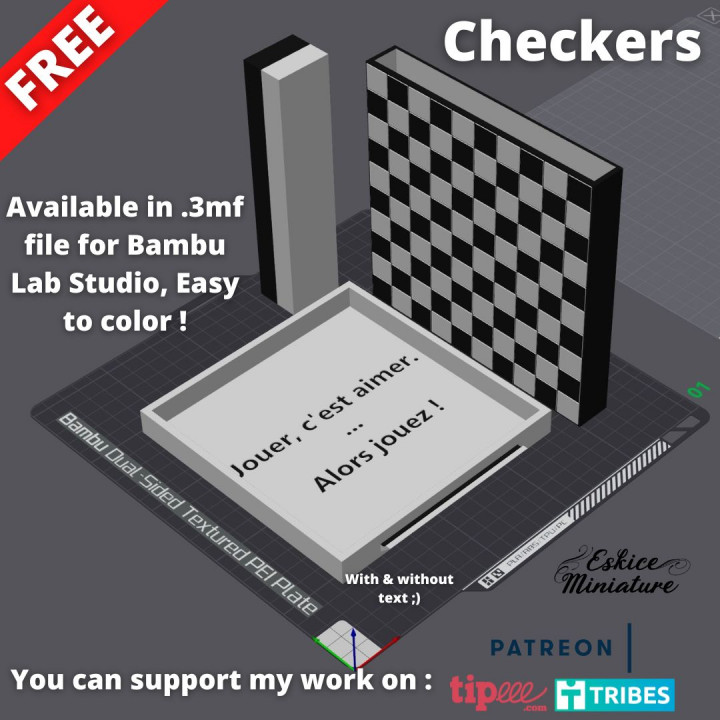 3D Printable Checkers & Chess by Eskice Miniature - FREE by Eskice ...
