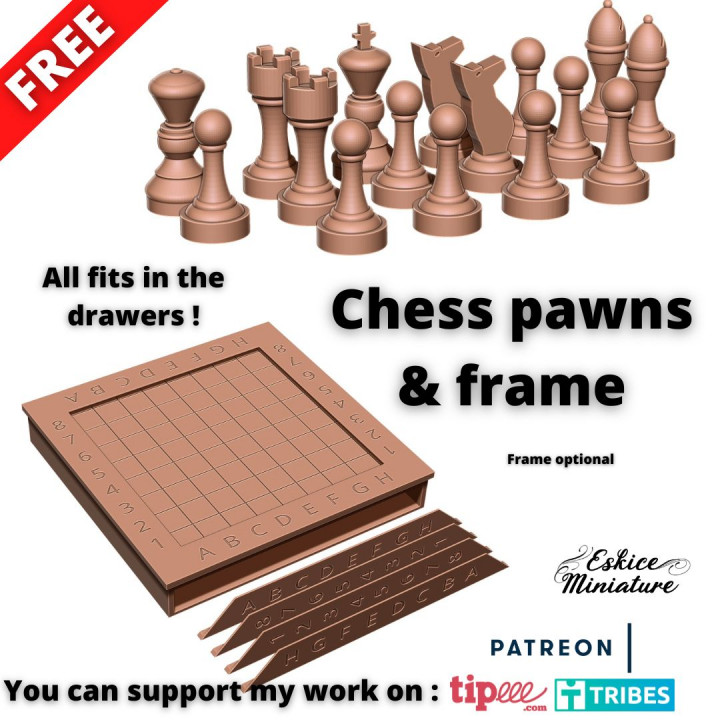 3D Printable Checkers & Chess by Eskice Miniature - FREE by Eskice ...