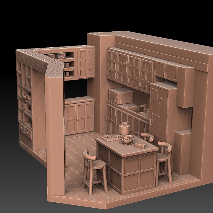 3D Printable Tabletop Kitchen Set by Sharedog Miniatures
