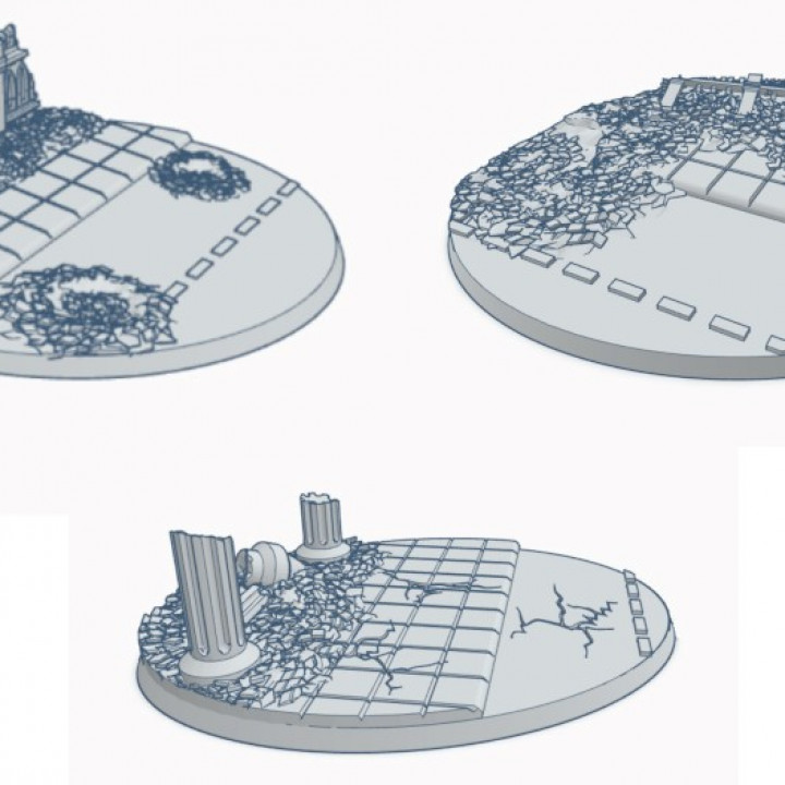 3D Printable Set of 3 Gothic 120mm by 90mm Oval Miniature Bases by Wargame Forge