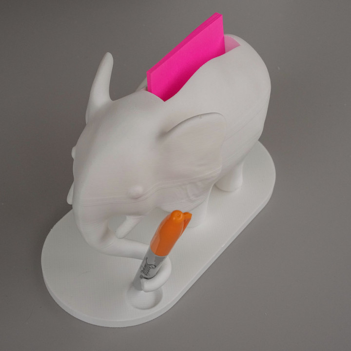 3D Printable Elephant Post-it holder by Philippe Barreaud
