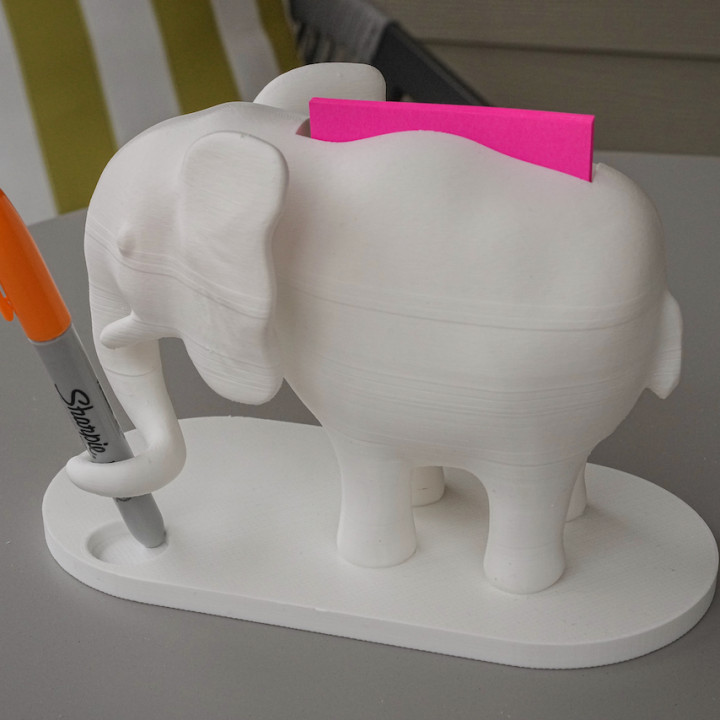 3D Printable Elephant Post-it holder by Philippe Barreaud