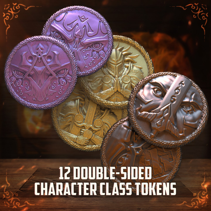3D Printable Character Class Tokens - Unchained Games by Unchained Games
