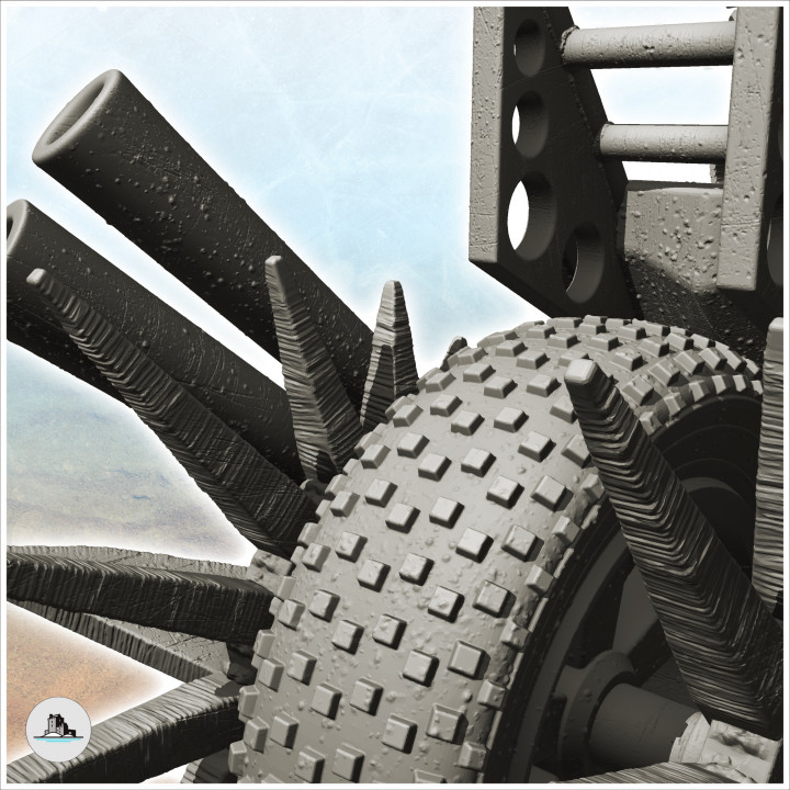 3D Printable Post-apo motorbike with front spikes and double machine ...