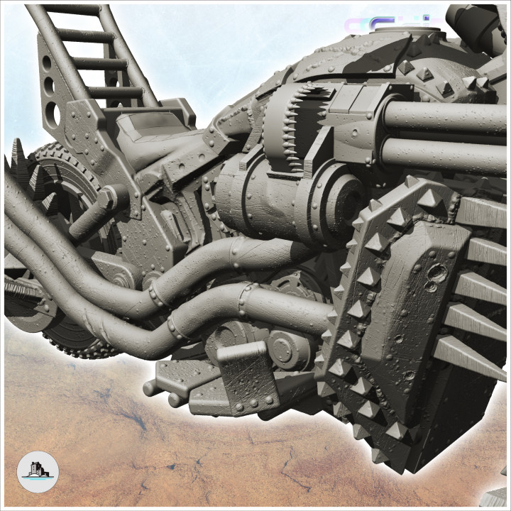 3D Printable Post-apo motorbike with front spikes and double machine ...