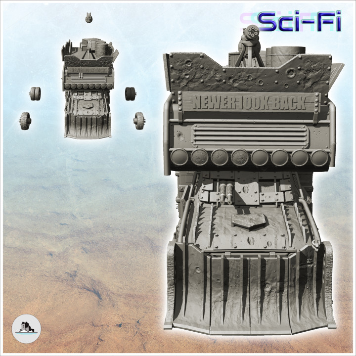 3D Printable Post-apo camper van with high platform and turret (8 ...