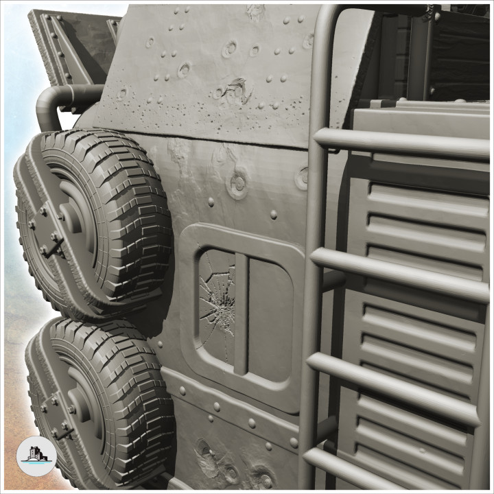 3D Printable Post-apo camper van with high platform and turret (8 ...