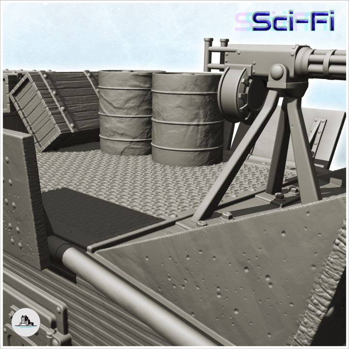 3D Printable Post-apo camper van with high platform and turret (8 ...