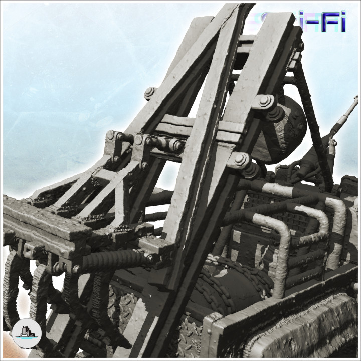 3D Printable Post-apo pick-up with front shovel, harpoon and siege ...