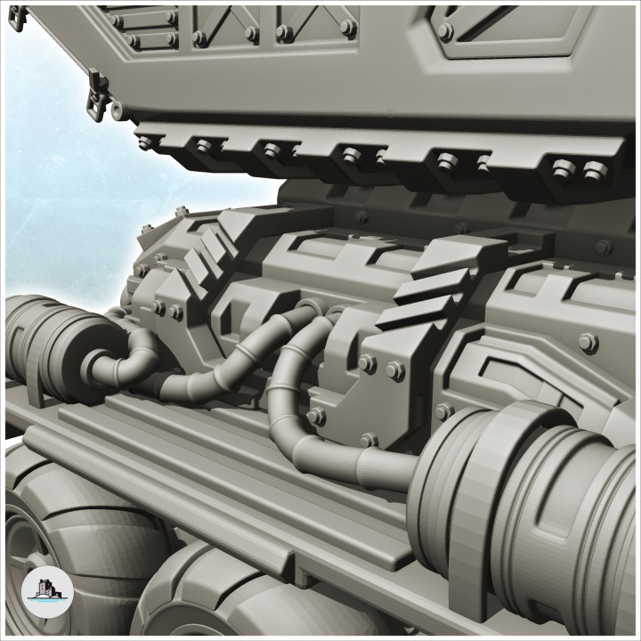 3D Printable Post-apo SF eight-wheeled heavy tipper truck wheels (17 ...