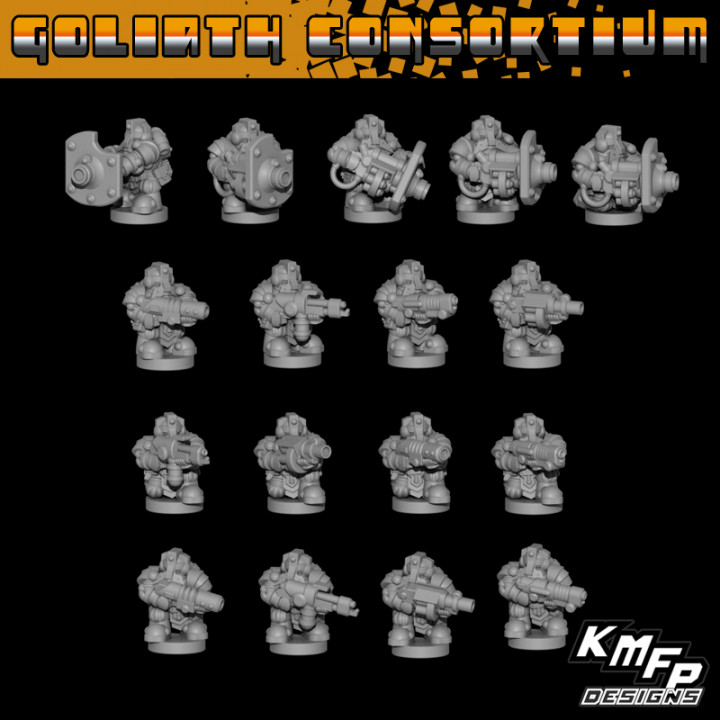 3D Printable Goliath Consortium Huscarl Veterans (6-8mm) by KMFP Designs