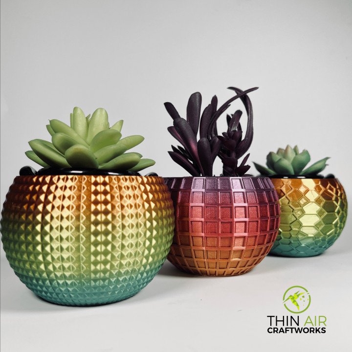 3D Printable Textured Planter Series by Thin Air 3D