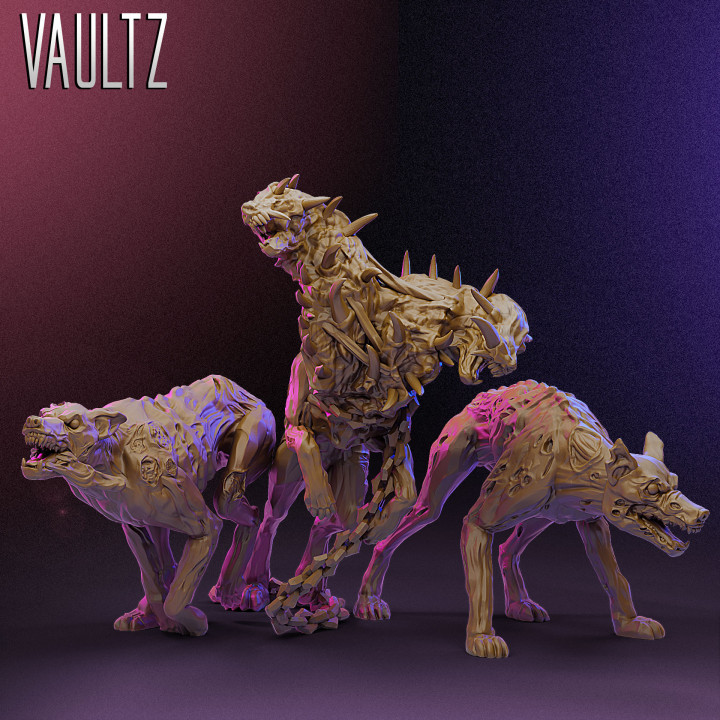 3D Printable Zombie Dogs (Pack) by Vaultz Miniatures