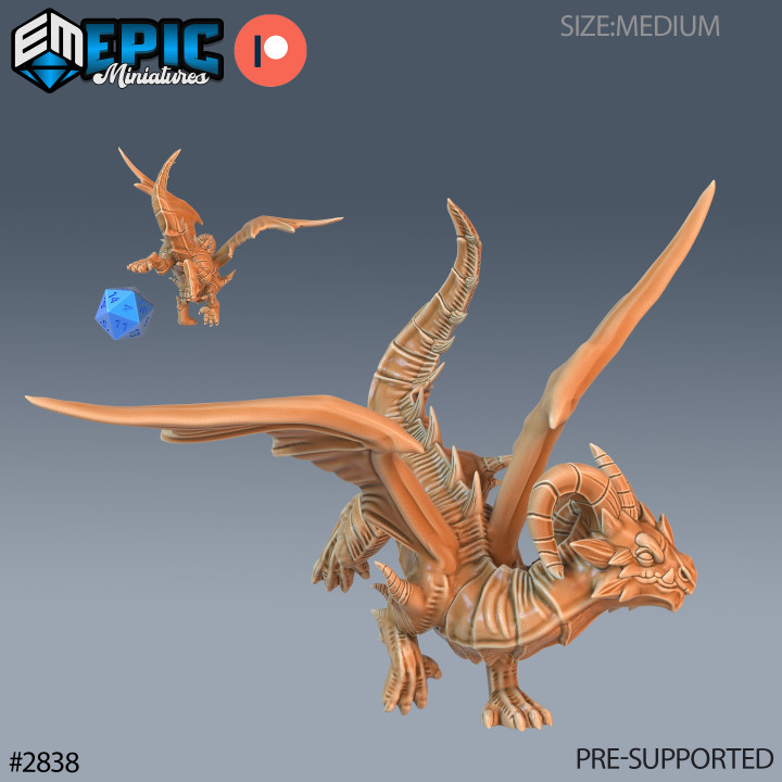 3D Printable Dragon Wyrmling Set / Legendary Drake / Winged Mountain ...