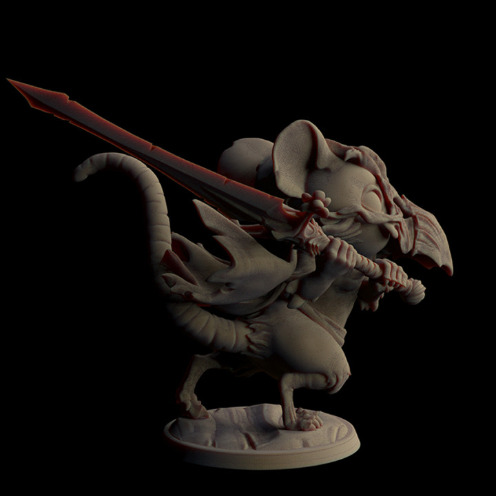 3D Printable Warrior Mouse (3 Weapons, 3 heads!) by Garrett Hallows