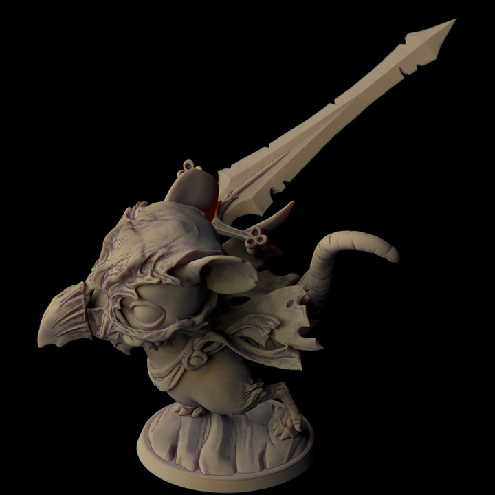 3D Printable Warrior Mouse (3 Weapons, 3 heads!) by Garrett Hallows