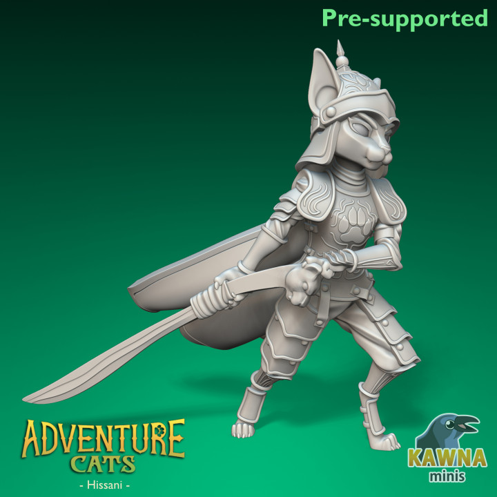 3D Printable Hissani Paladin Cat - Female by Kawna Minis