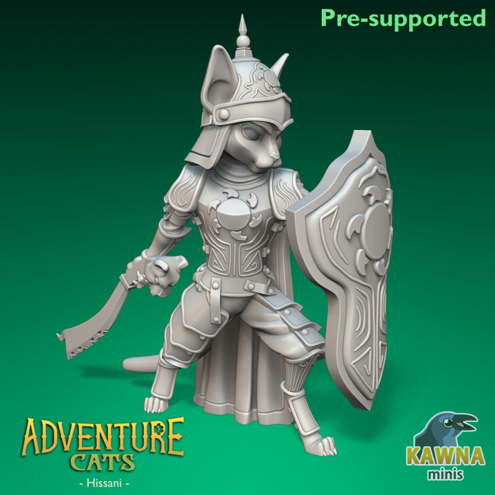 3D Printable Hissani Paladin Cat - Male by Kawna Minis