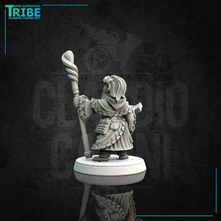 3D Printable (0122) Female halfling hobbit wizard sorceror druid with ...