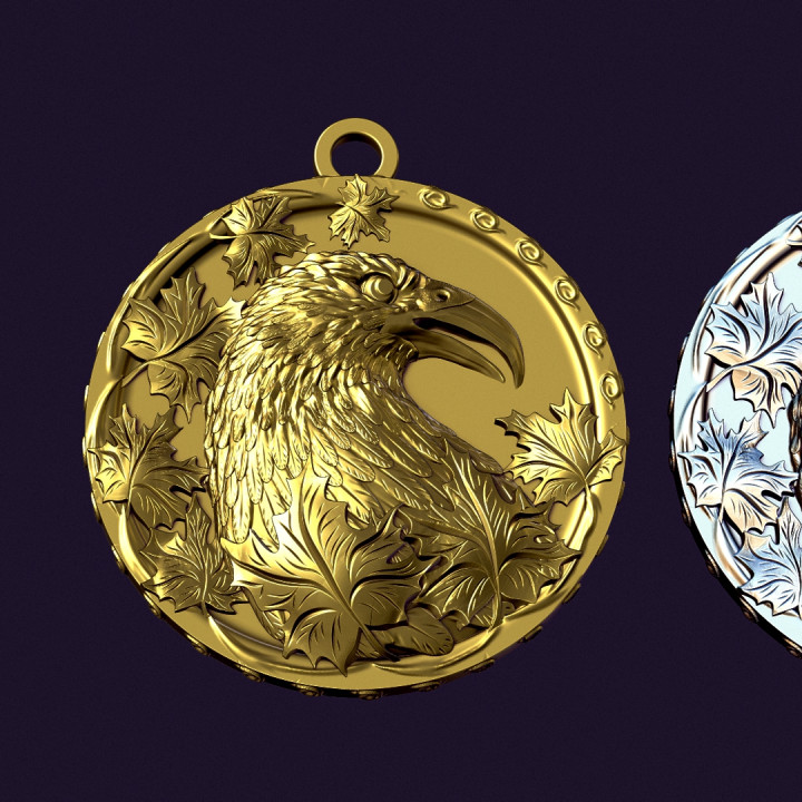 3D Printable CROW MEDALLION by Viktoriya Kabanova