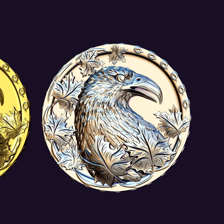 3D Printable CROW MEDALLION by Viktoriya Kabanova