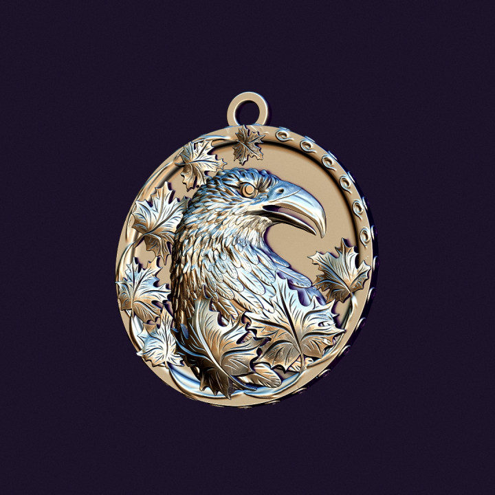 3D Printable CROW MEDALLION by Viktoriya Kabanova