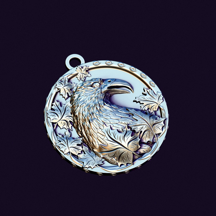 3D Printable CROW MEDALLION by Viktoriya Kabanova