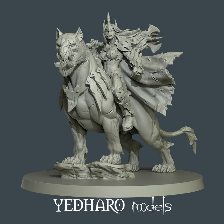 3D Printable Orc Queen Mounted on Beast by Yedharo Models SL