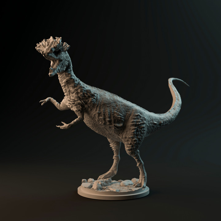 3D Printable Dilophosaurus clicker fan-art 1-35 scale pre-supported ...