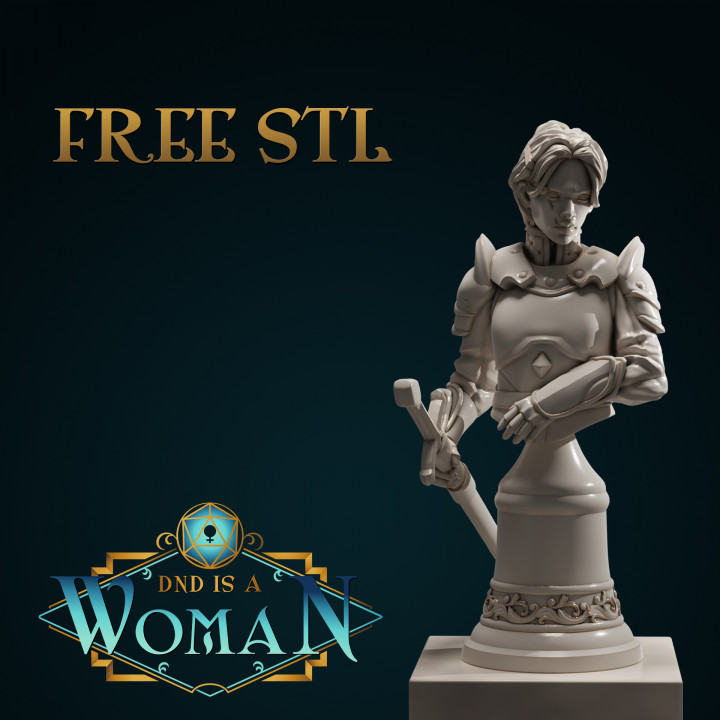 3D Printable Human Fighter - Ellenor - Bust - FREE STL by DnD is a Woman