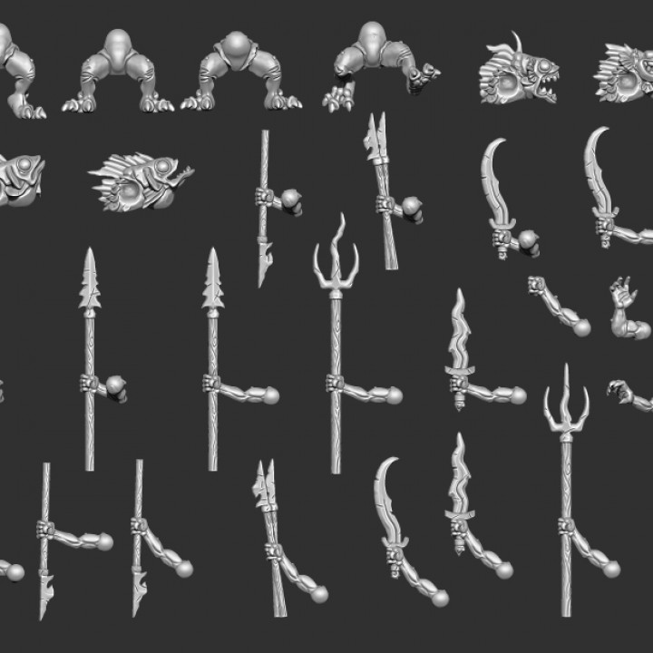 3D Printable Fishman Multi-Part Kit by Warp Miniatures