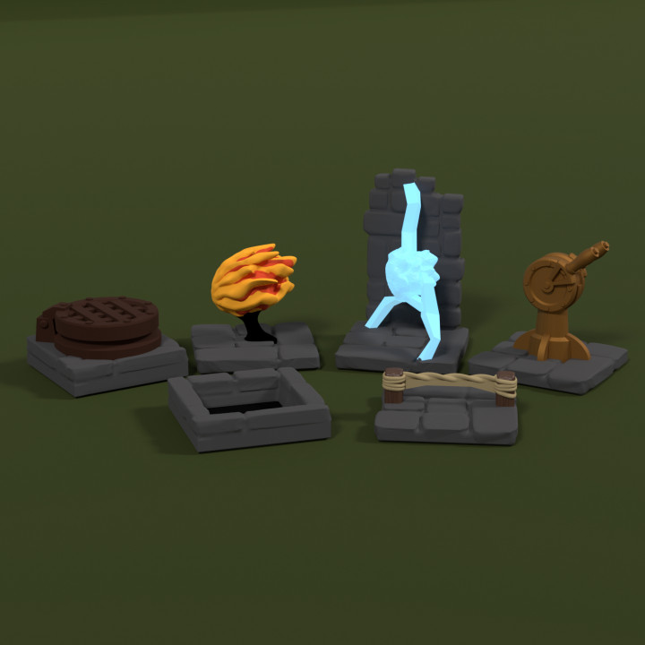 3D Printable Traps for use with DnD / TTRPG / HeroQuest Board Game etc ...