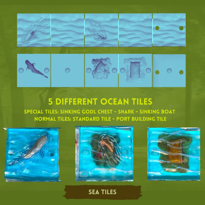 3D Printable Sea Tiles - Translucent / See Through by MiniaturesCraze
